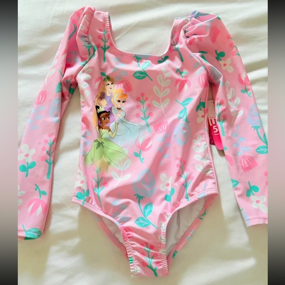 Disney | Swim | Disney Princess Pink Floral Long Sleeve Swimsuit | Poshmark